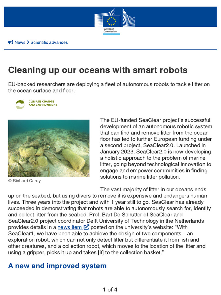 CORDIS - Article - 442770 Cleaning Up Our Oceans With Smart Robots - en ...