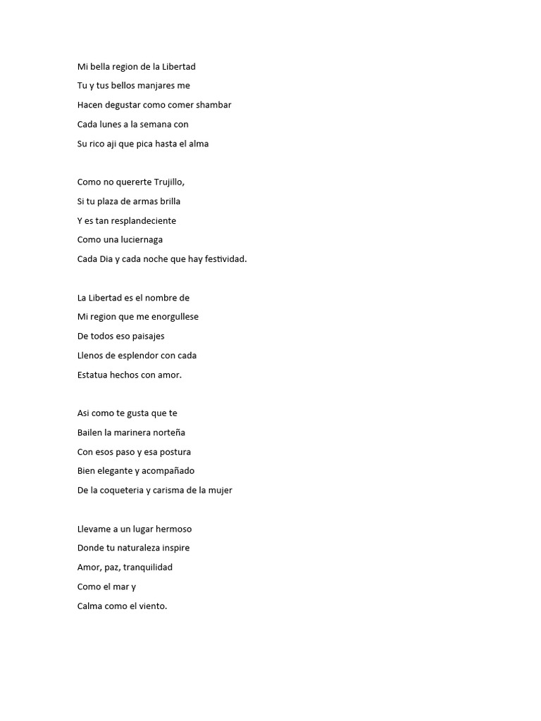 Mi Bella Region de La Libertad POEMA JOISY | PDF | Poesía
