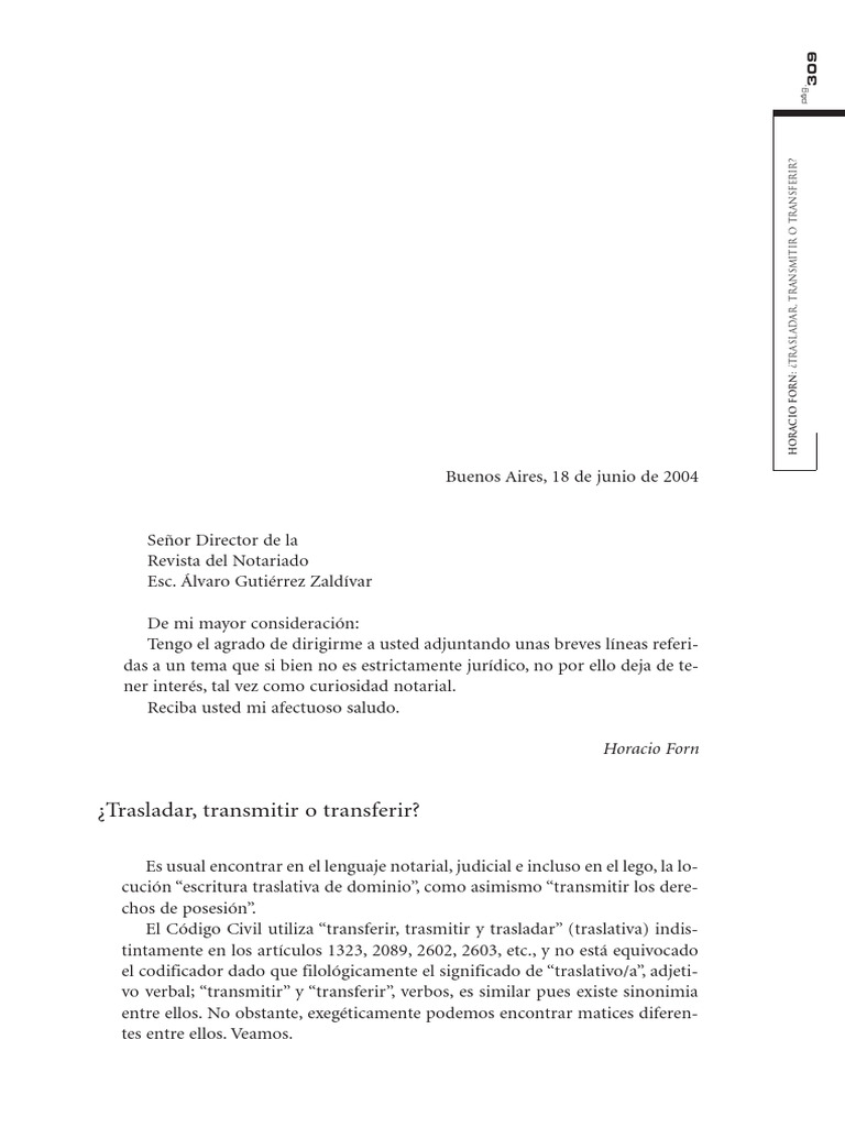 ¿Trasladar, Transmitir o Transferir?: Horacio Forn | PDF | Lingüística