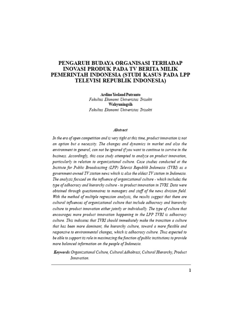 ID Pengaruh Budaya Organisasi Terhadap Inov | PDF