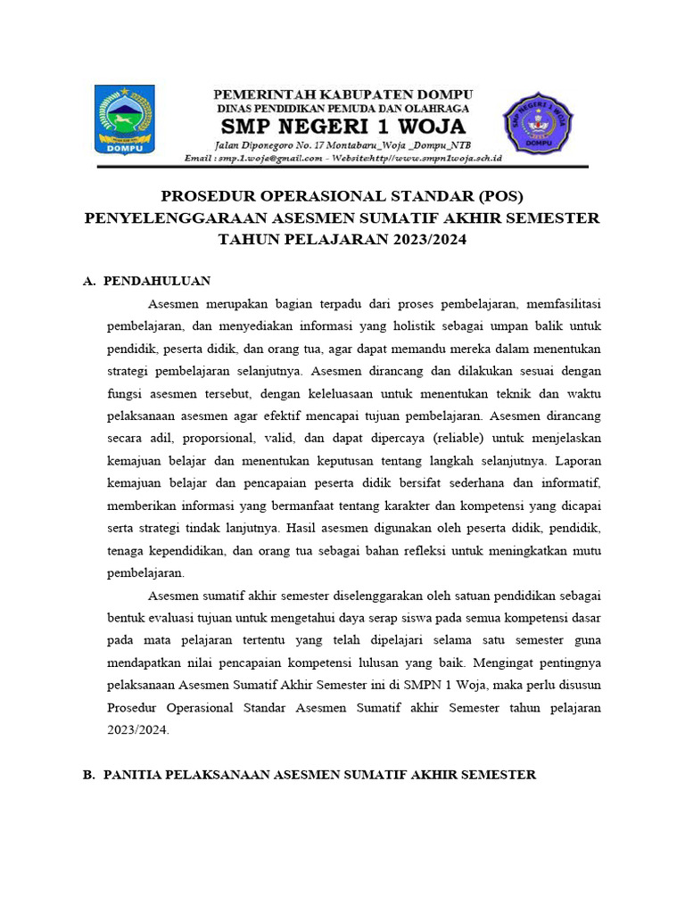 POS Asesmen Sumatif Akhir Semester 2023-2024 | PDF