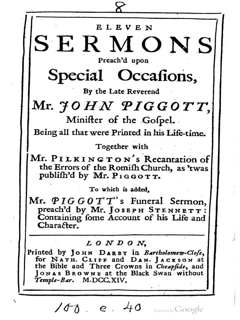 Eleven Sermons - John Piggott | PDF