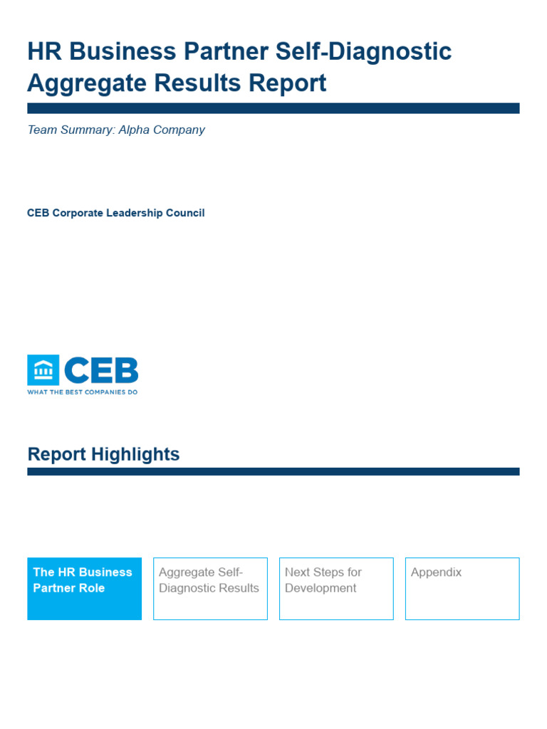 HRBP Self-Diagnostic Report 2015 | PDF | Talent Management | Organizational Behavior