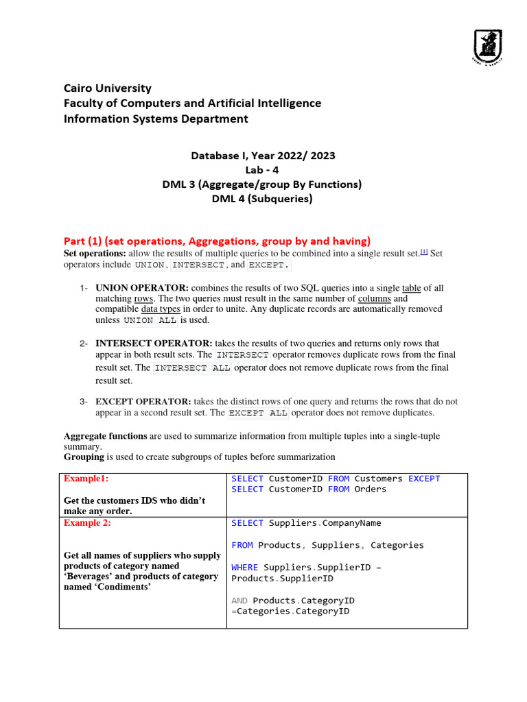 Lab4 - DML3 - DML4 | PDF | Computer Programming | Data Management Software