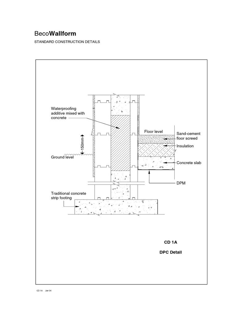 Beco WallForm CAD details | PDF | Framing (Construction) | Concrete