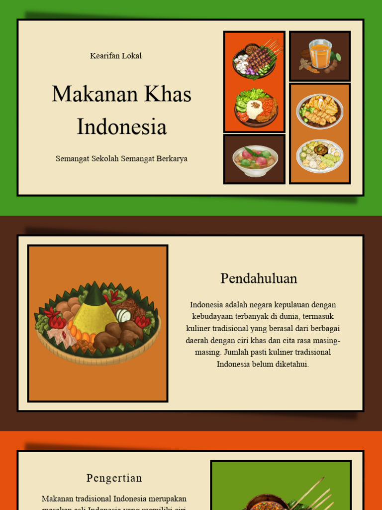 Presentasi Pendidikan Keragaman Makanan Indonesia Berwarna Ilustrasi | PDF