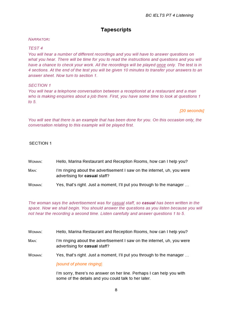 BC-IELTS-PT-4-Listening-FINAL_Script (1) | PDF | Livestock | Outback