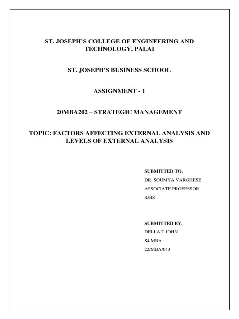 Factors Affecting External Analysis and Levels of External Analysis ...