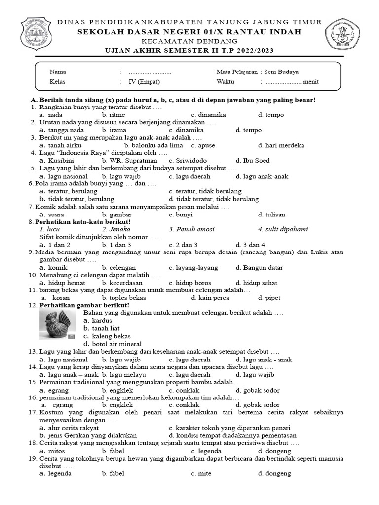 Sas Seni Budaya Kelas 4 Semester 2 | PDF