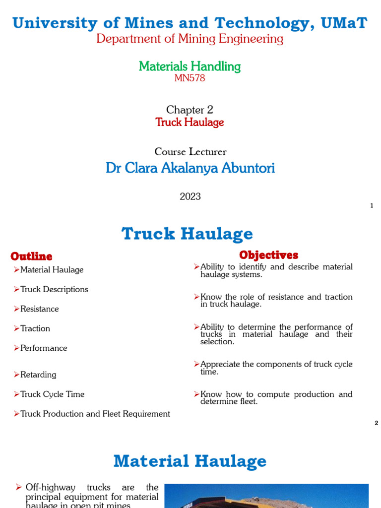 Truck Haulage in Mining Engineering | PDF | Truck | Tire