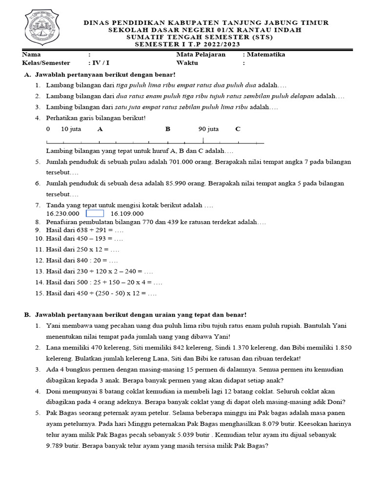 SOAL STS 1 | PDF