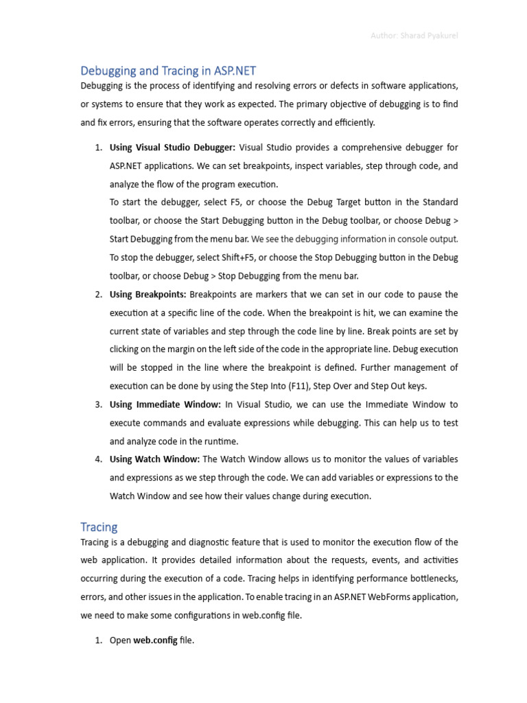 Chapter 4.9 Debugging and Tracing | PDF | Debugging | Software Engineering