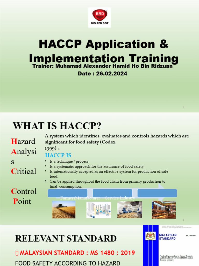 HACCP Application & Implementation Training | PDF | Food Safety ...