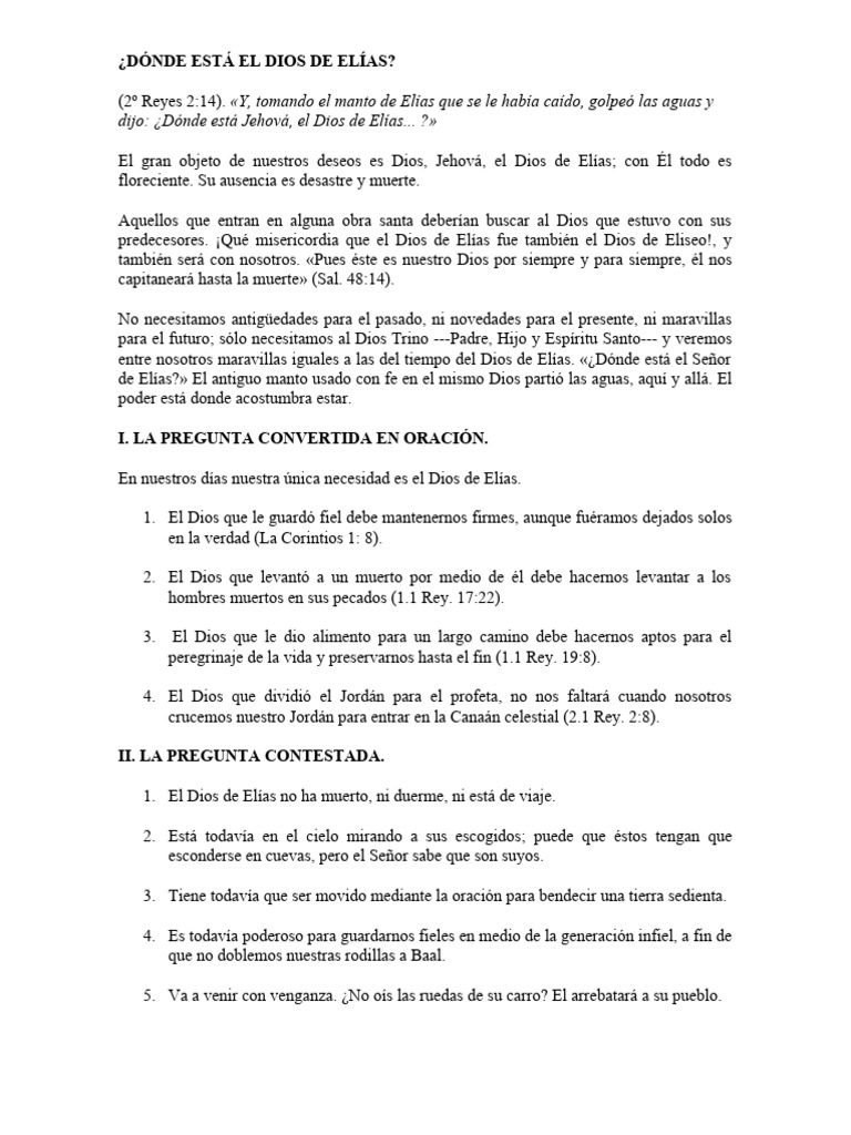 Tema. Dónde Está El Dios de Elías | PDF | Elijah | Dios