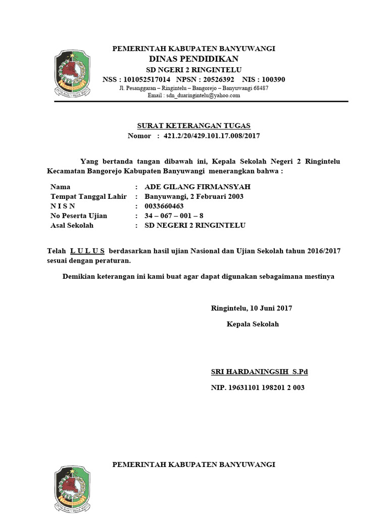 Surat Keterangan | PDF