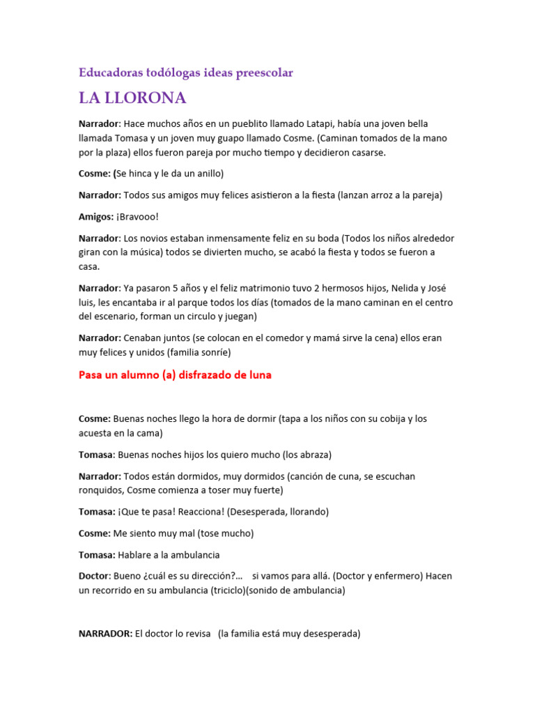 Guion de obra de teatro la llorona | PDF Guion de obra de teatro la llorona | PDF