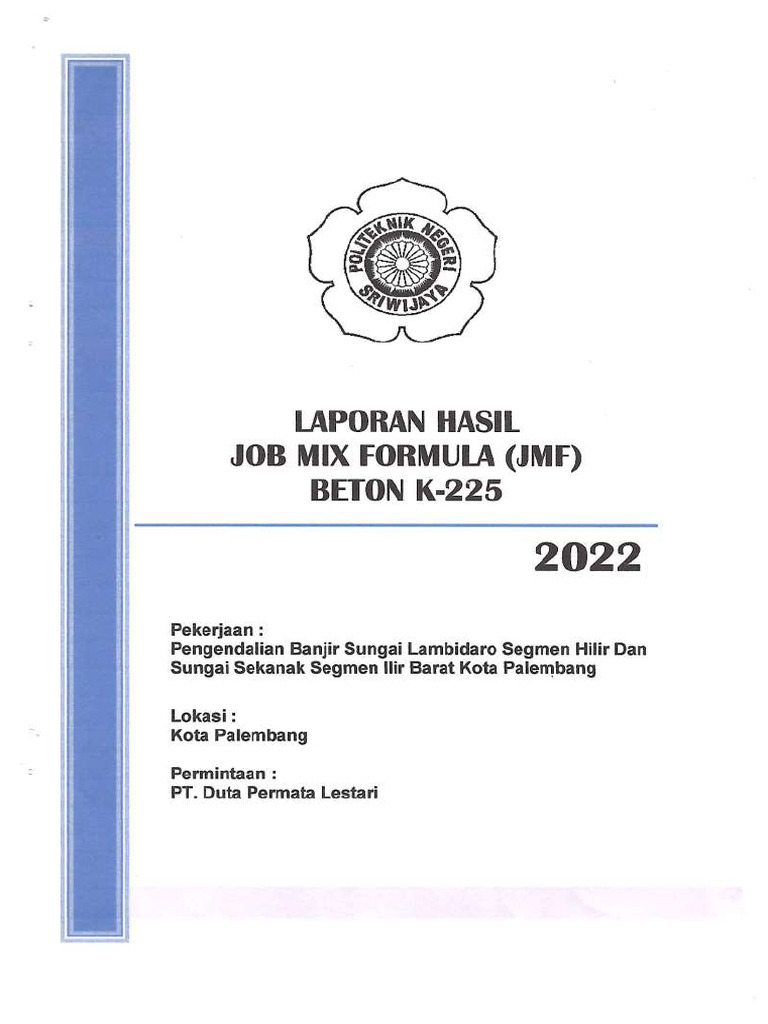 Laporan Hasil JMF Beton k225 | PDF