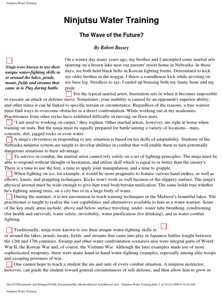 Martial Arts - Ninjutsu Water Training | PDF | Sports | Unrest