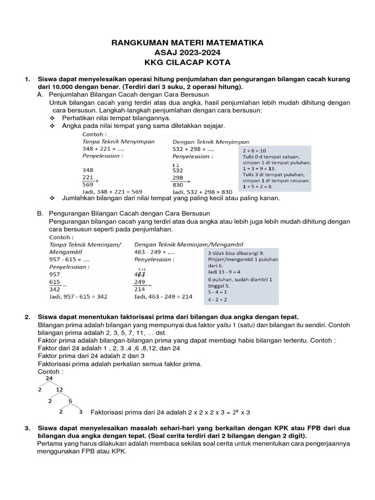 Resume Asaj 4. Matematika | PDF