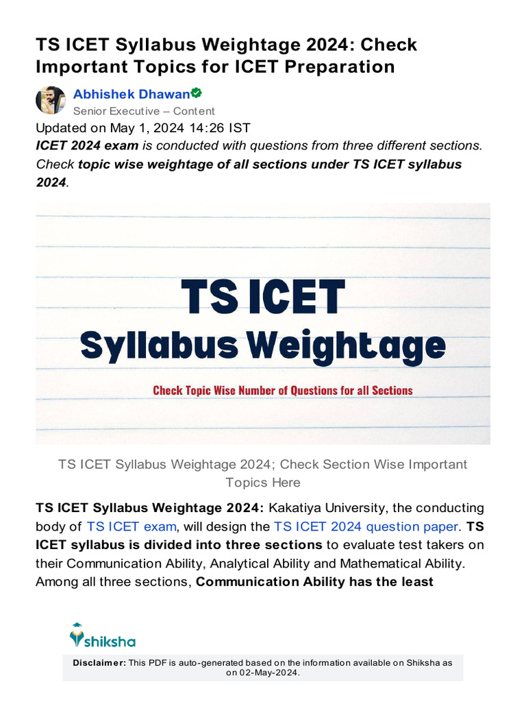 TS ICET 2024 Syllabus Weightage Guide | PDF | Mathematics | Geometry