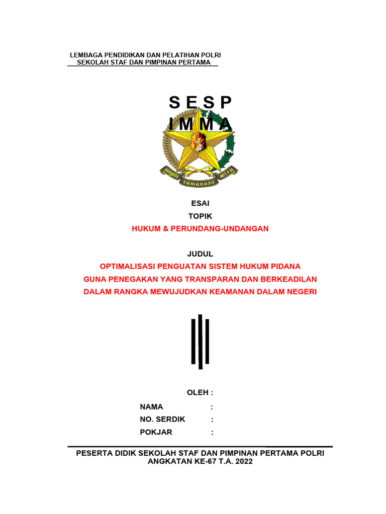 Contoh Esai Hukum & Per Uu-An | PDF