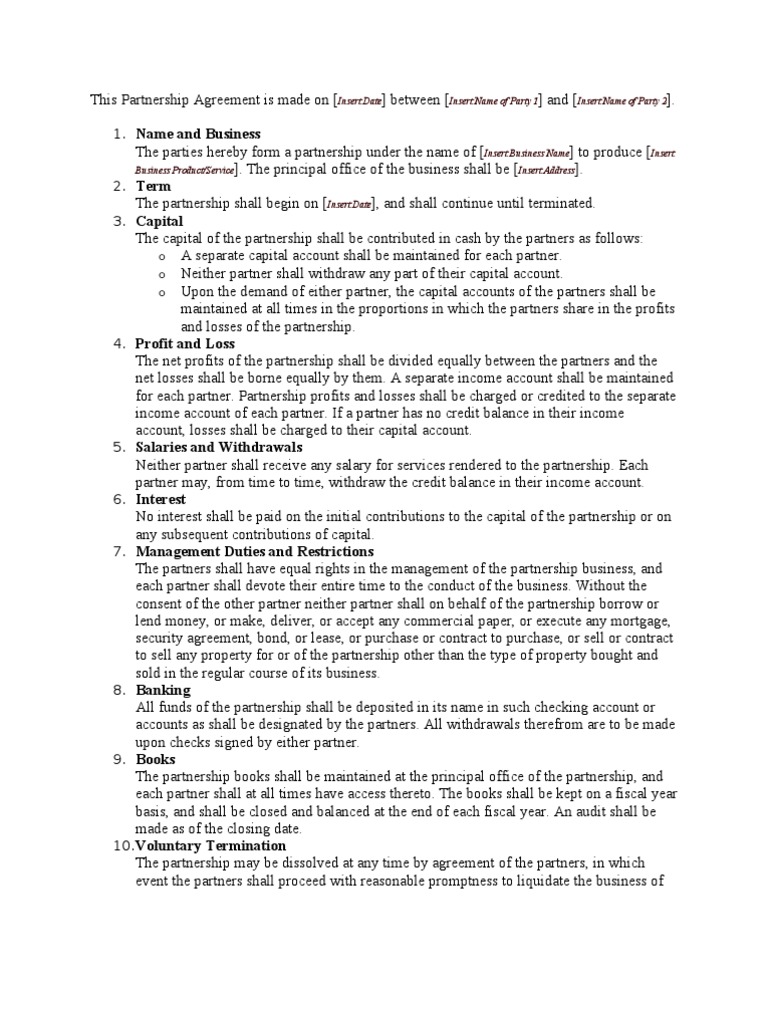 Sample Partnership Deed | PDF | Partnership | Credit (Finance)