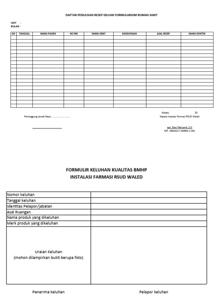 Form Yang Harus Di Isi Di Setiap Depo | PDF