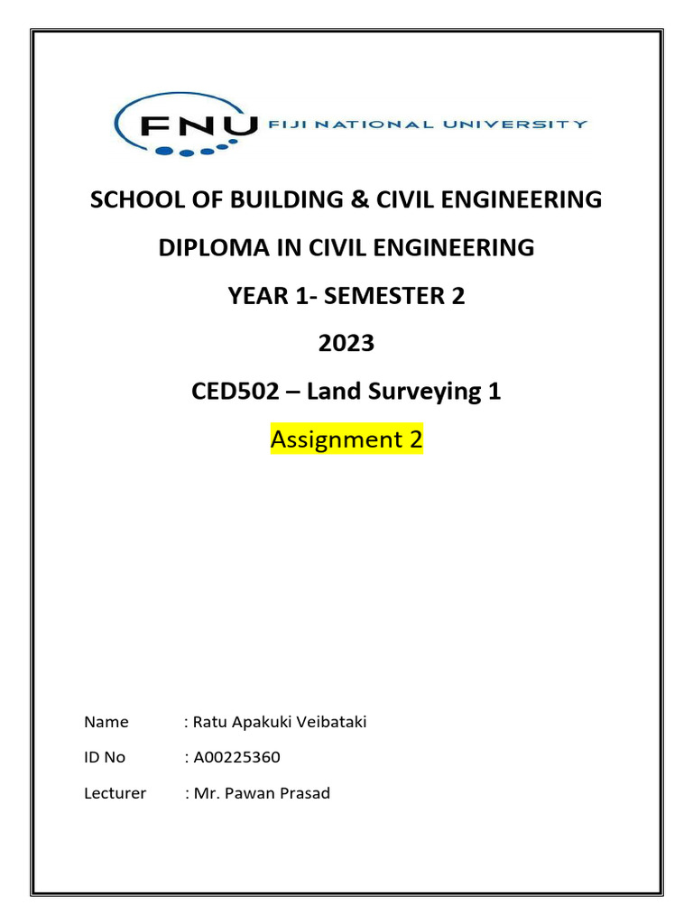 Land Surveying 1 Assignment 2 2023 | PDF | Applied Mathematics
