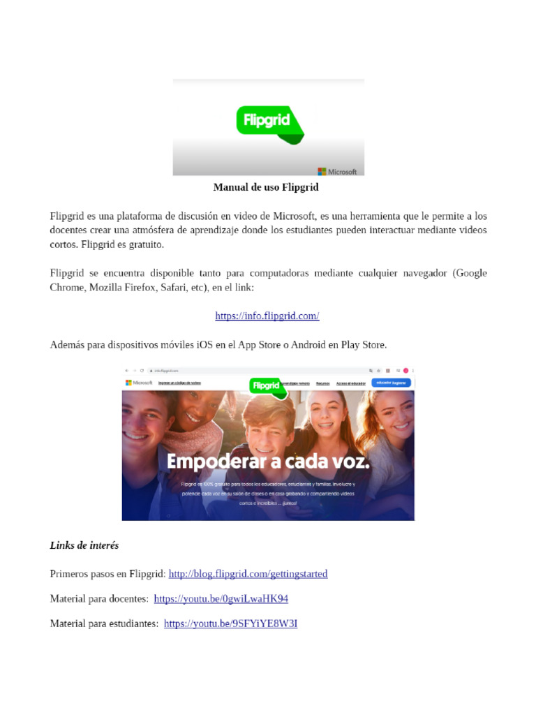 Manual de uso Flipgrid - PDF Descargar libre | PDF