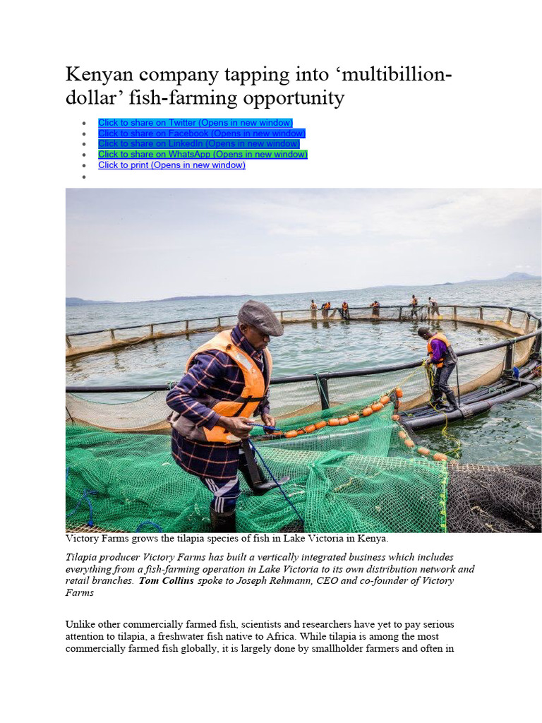 Kenyan Fish-Farming Opportunity | PDF | Aquaculture | Economies