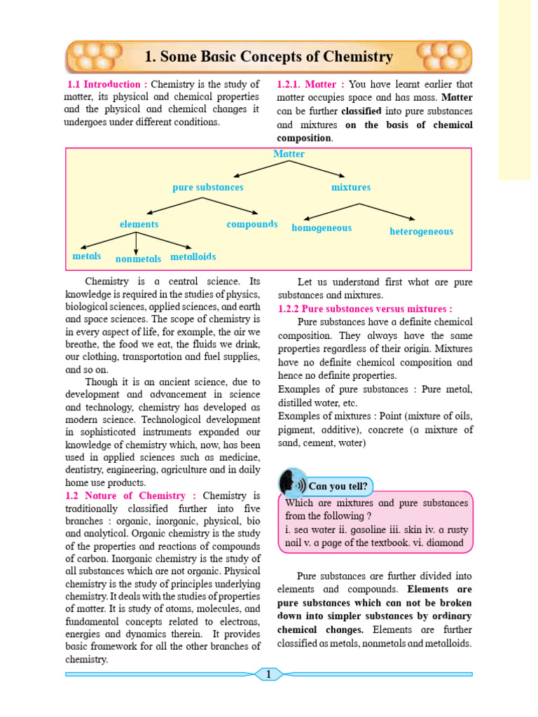 Chapter 1 Some Basic Concepts of Chemistry | PDF | Mole (Unit) | Molecules