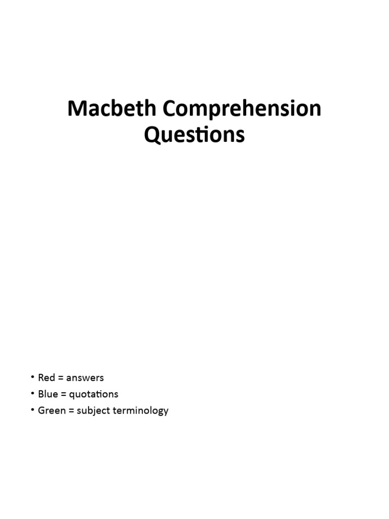 Macbeth Comprehension Questions | PDF | Macbeth