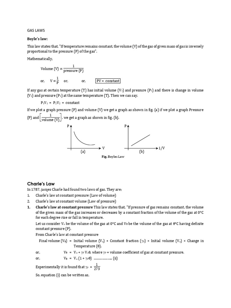 Gas Laws Note | PDF | Gases | Temperature