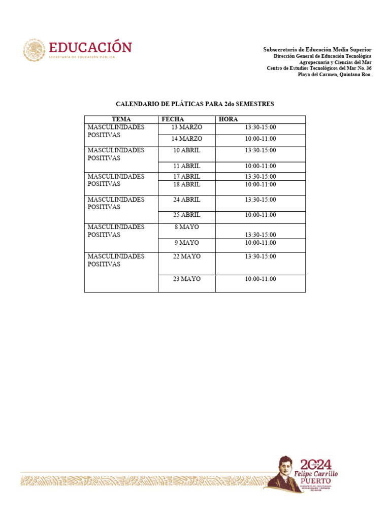 Calendario de Platicas 2024 | PDF