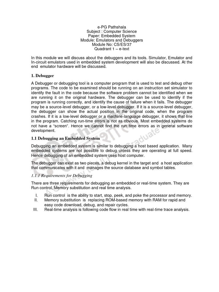 Emulators and Debuggers in Embedded Systems | PDF | Microcontroller ...