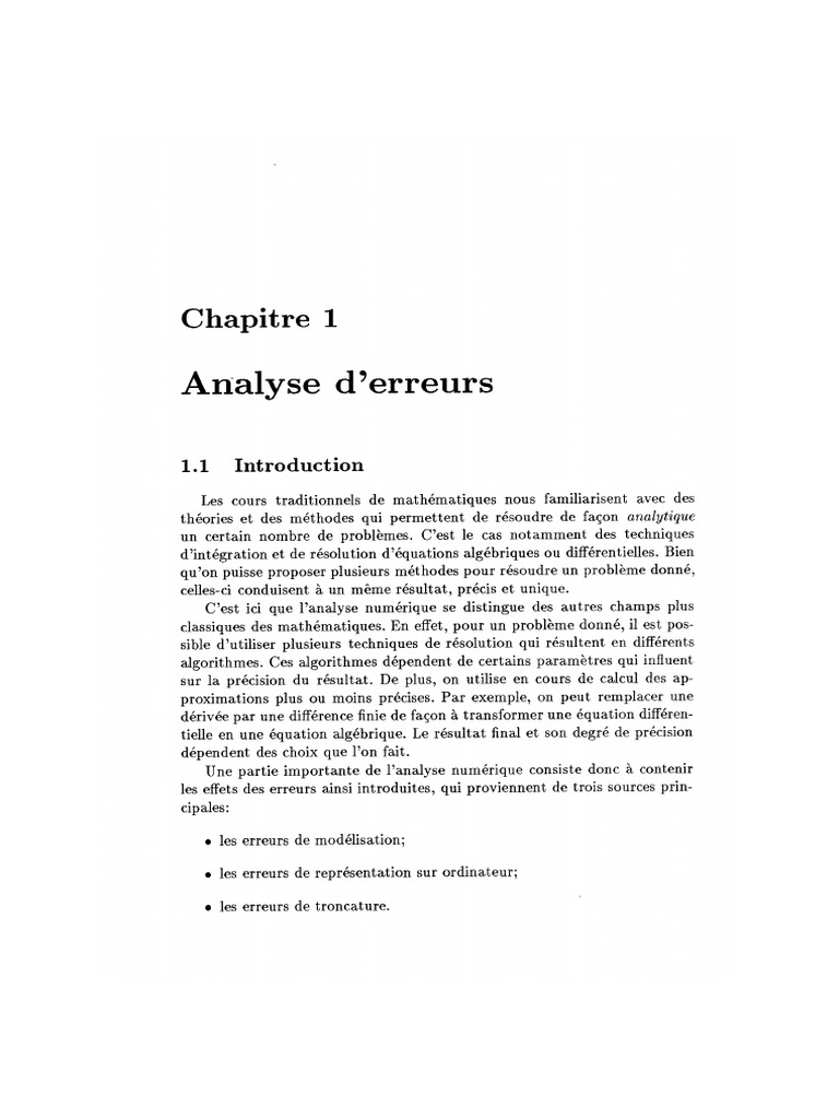 Chap1 - Analyse D'erreurs | PDF