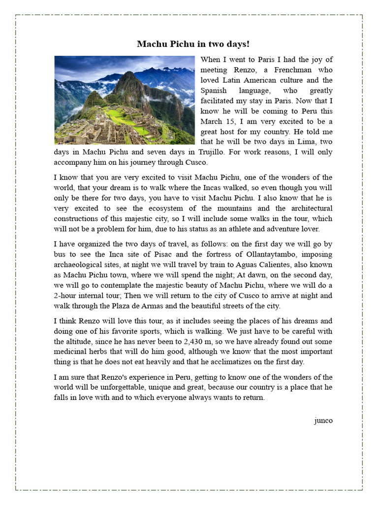 Machupicchu Ingles | PDF | Machu Picchu