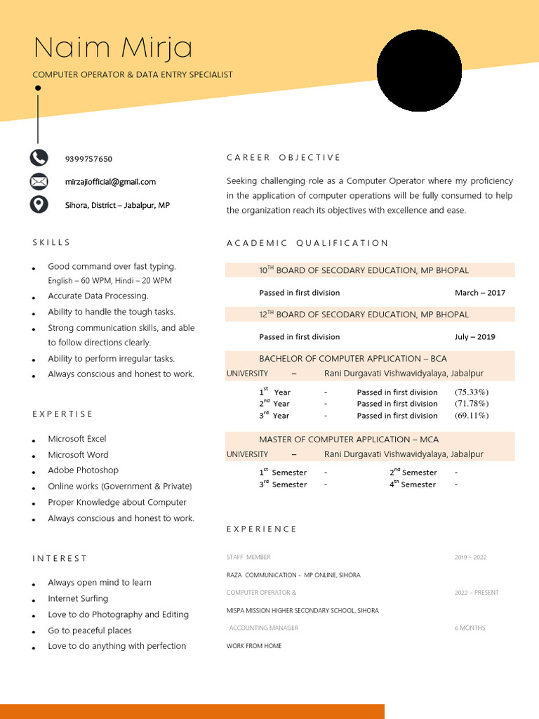 Resume - Naim 2 | PDF | Computing