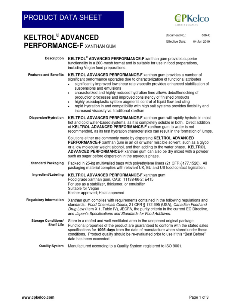 S-46 Keltrol Advanced Performance-F54265 | PDF | Chemistry | Chemical ...