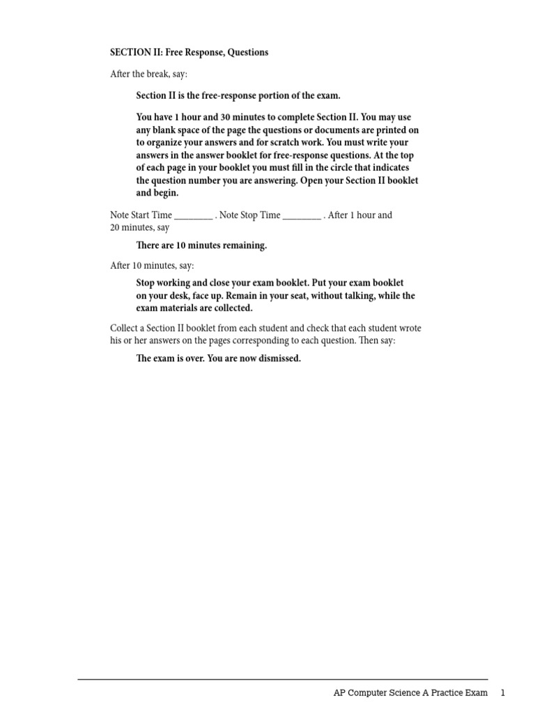 AP Computer Science A 2020 Practice Exam FRQ | PDF | Integer (Computer ...