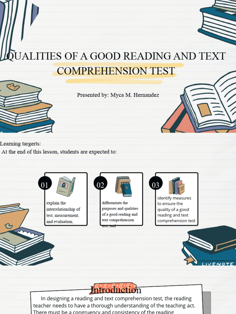 Qualities of a Good Reading and Text Comprehension Test | PDF | Reading ...