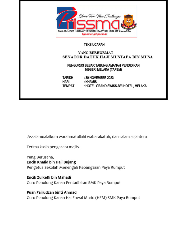 Teks Ucapan Perasmi Graduasi | PDF