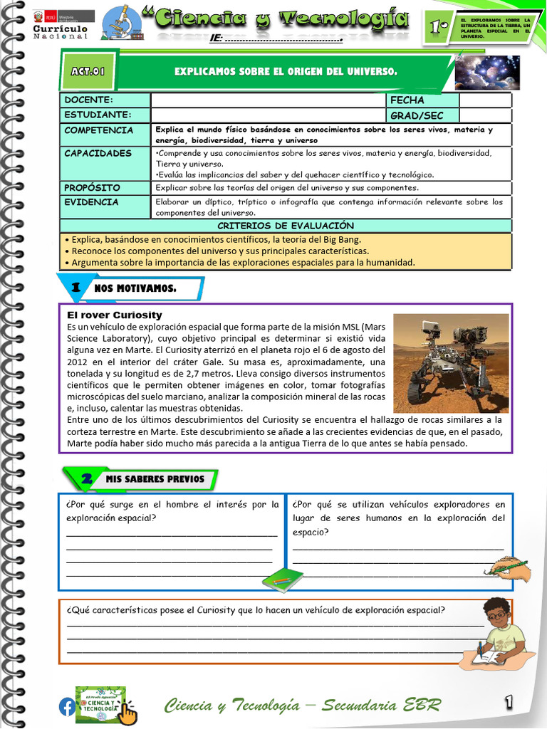 A-1º Act 1 Cyt Und 6 - Sem 1 | PDF | Universo | Galaxia