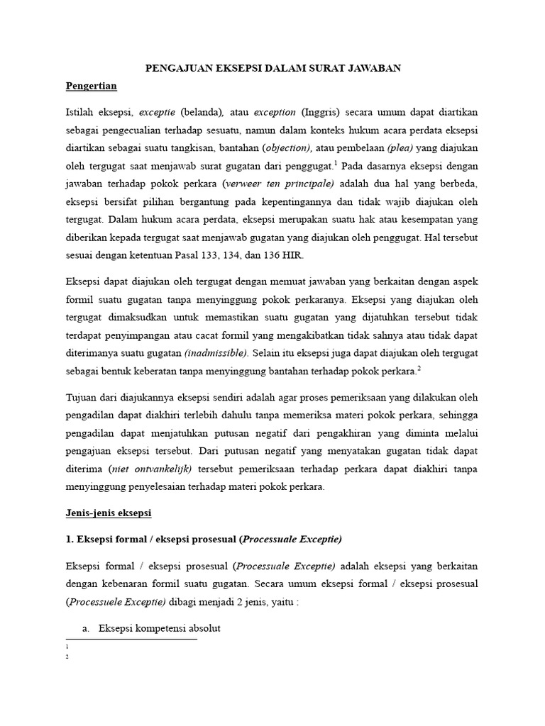 Panduan Eksepsi Hukum Perdata | PDF