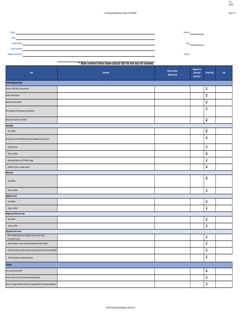 A0.3 Hydraulic - 2D Model Checklist | Download Free PDF | Topography ...