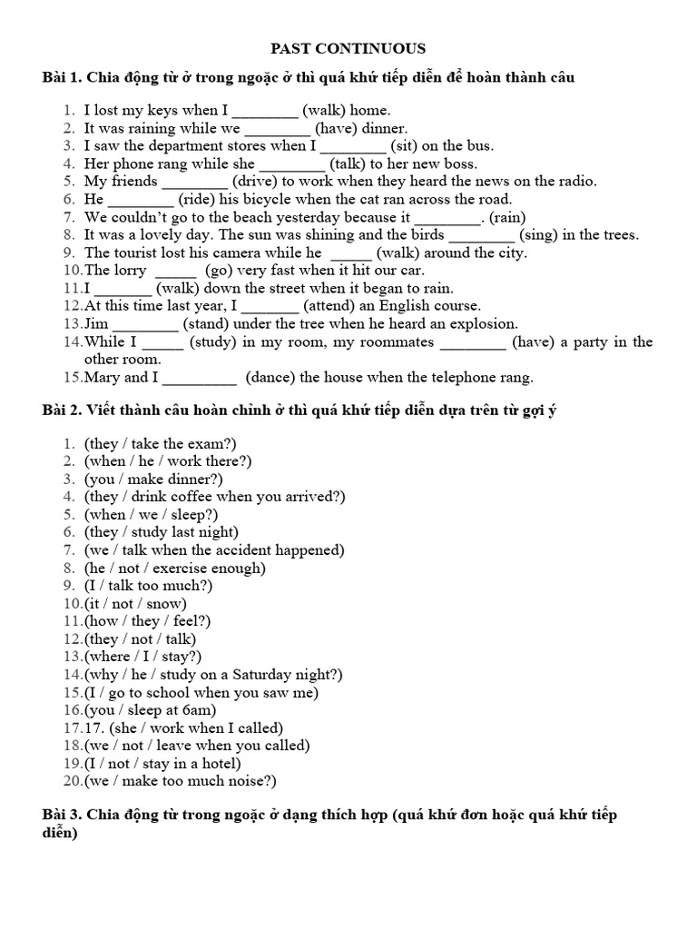 PAST CONTINUOUS | PDF