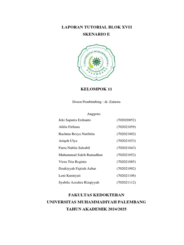 Laporan Tutorial Kelompok 11 Skenario e Blok 17 | PDF