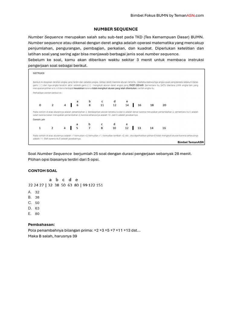 Latihan Soal Number Sequence BUMN | PDF