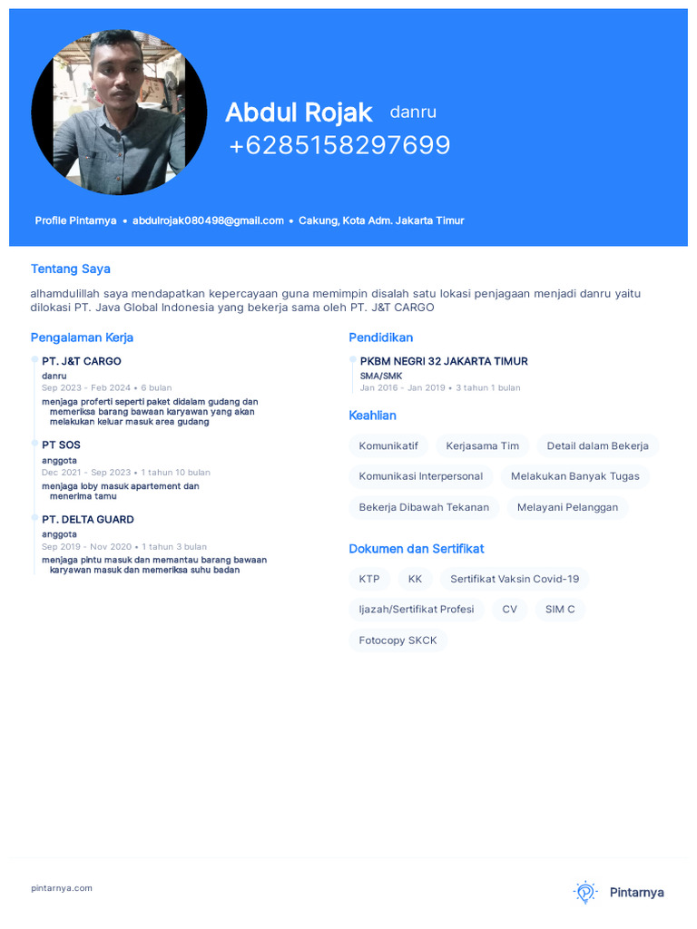 CV Abdul Rojak-Jaktim | PDF