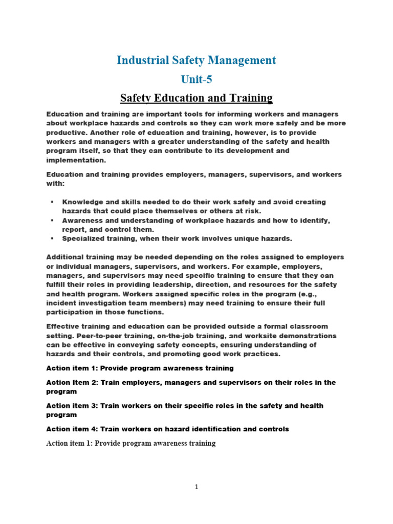 ISM_Unit_5 | PDF | Occupational Safety And Health | Employment